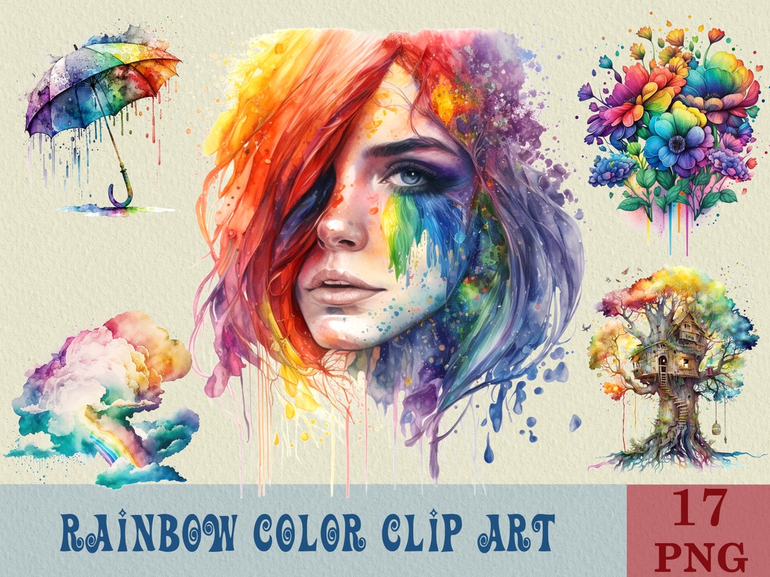 Rainbow Color Scenes Clipart Bundle, Rainbow Clouds Png, Rainbow ...
