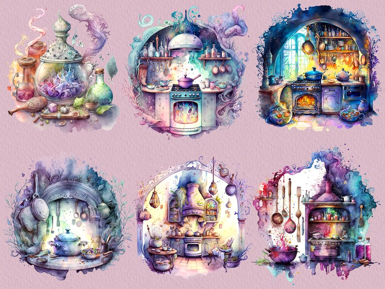 Elf Kitchen Fairy Kitchen Watercolor Clip Art PNG, Sublimation PNG ...
