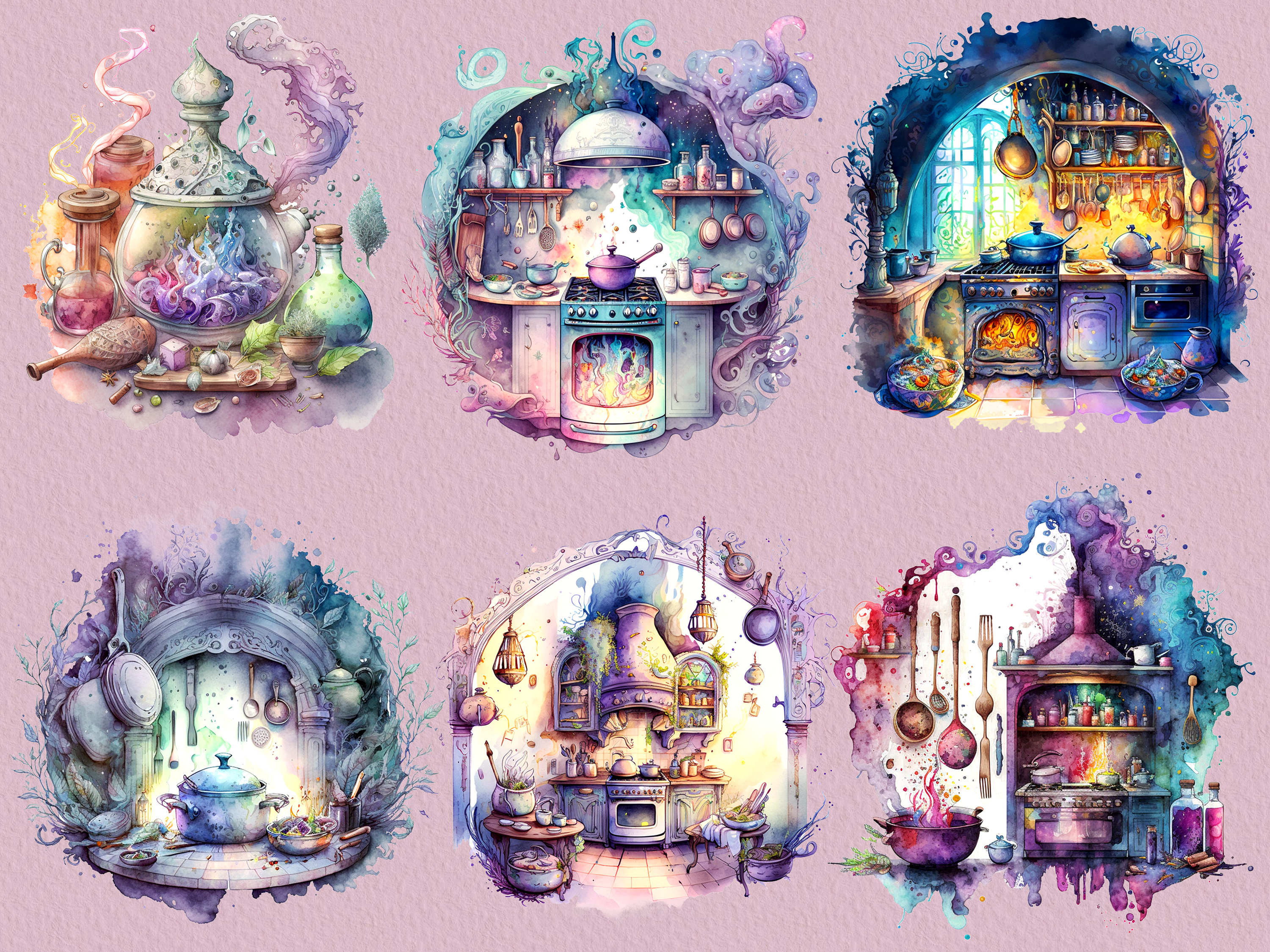 Elf Kitchen Fairy Kitchen Watercolor Clip Art PNG, Sublimation PNG ...