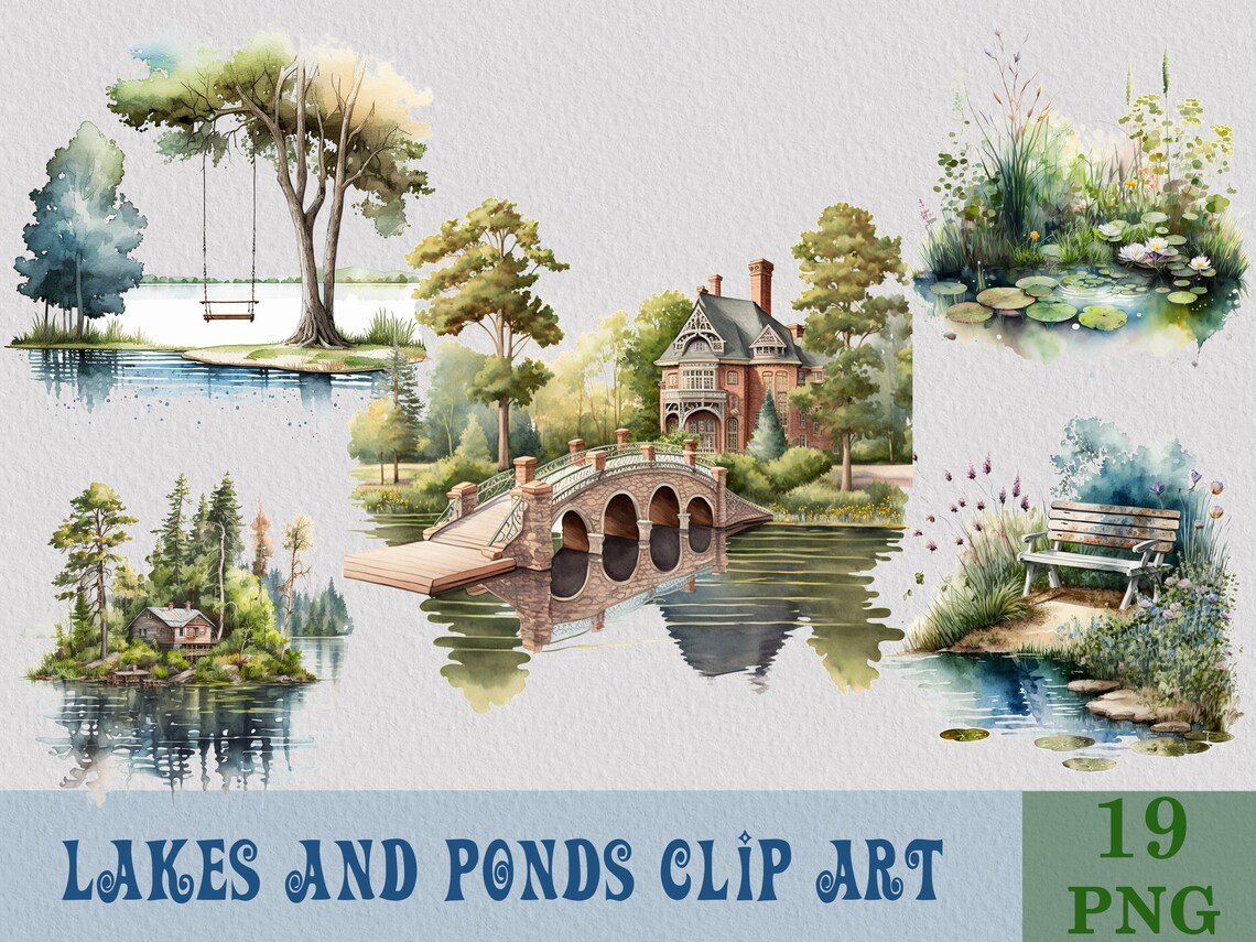 Lake and Pond Clipart Bundle, Lake Png, Lake Clipart, Sublimation PNG ...