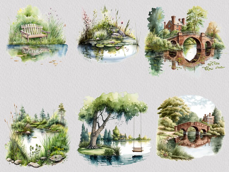 Lake and Pond Clipart Bundle, Lake Png, Lake Clipart, Sublimation PNG ...