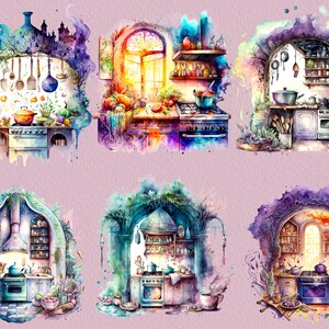 Elf Kitchen Fairy Kitchen Watercolor Clip Art PNG, Sublimation PNG ...