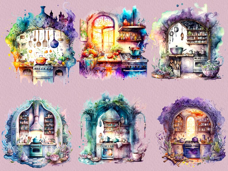 Elf Kitchen Fairy Kitchen Watercolor Clip Art PNG, Sublimation PNG ...