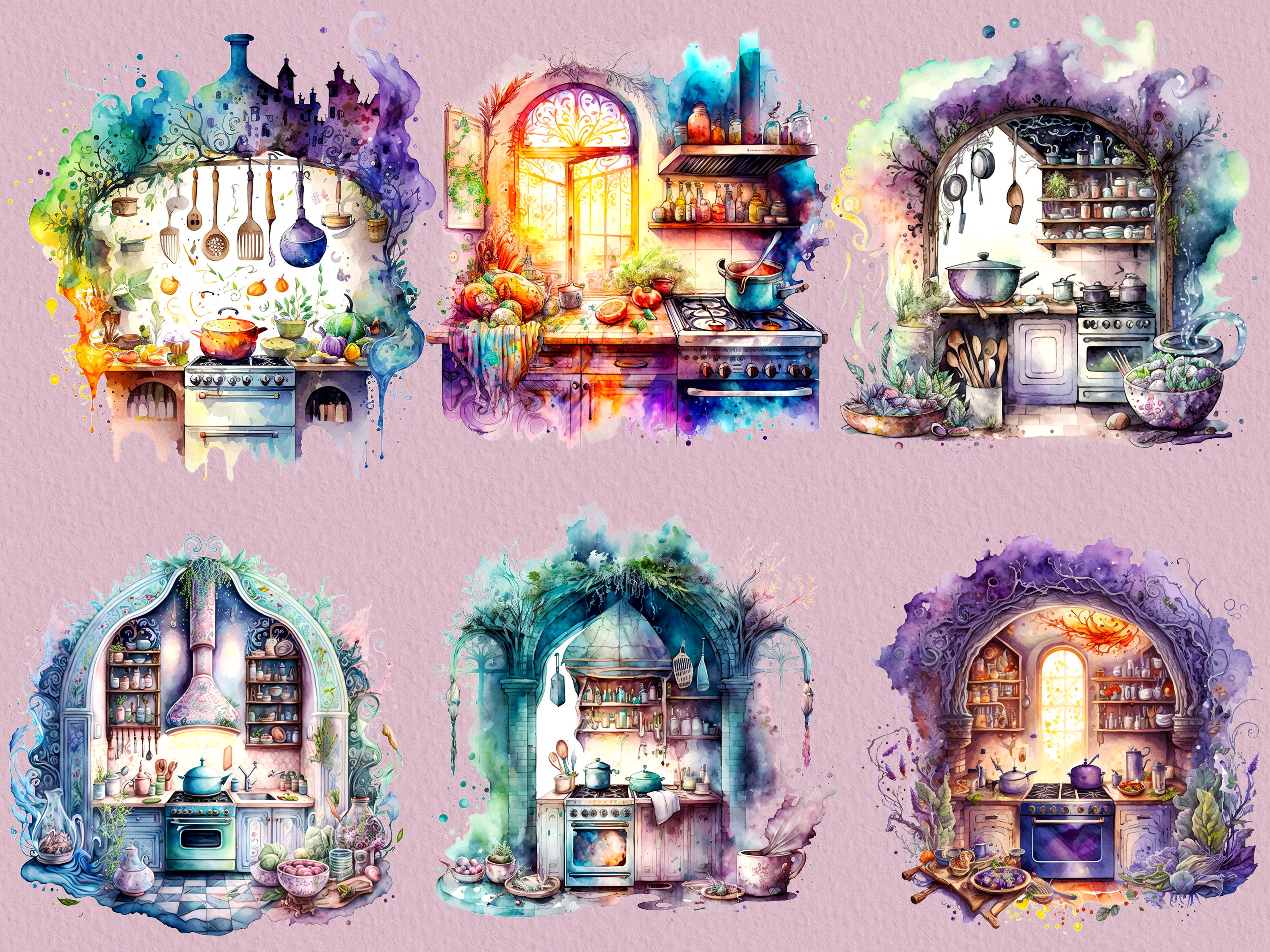 Elf Kitchen Fairy Kitchen Watercolor Clip Art PNG, Sublimation PNG ...