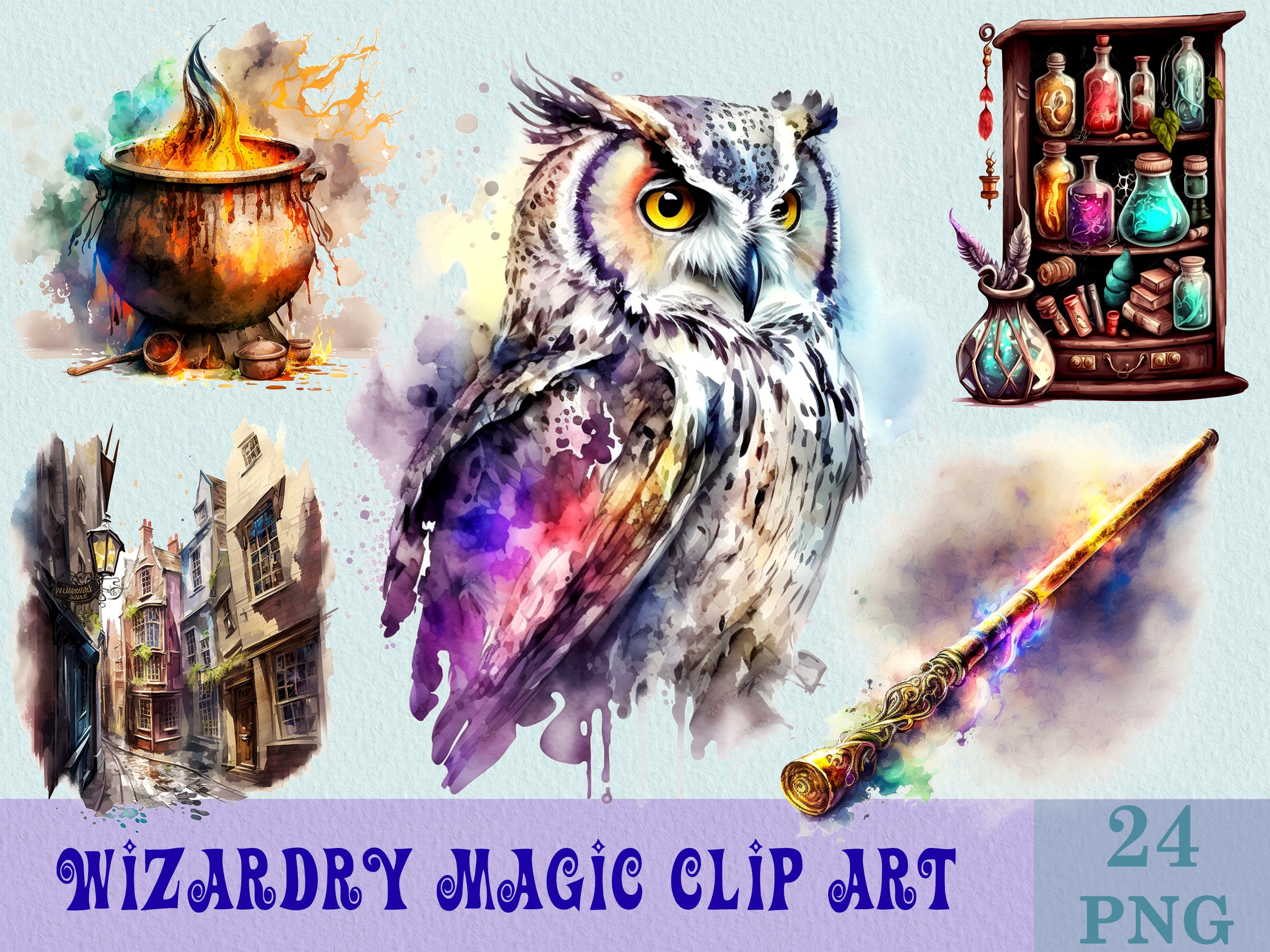 Magic School Clipart Bundle Owl Clipart Magic Clipart - Etsy
