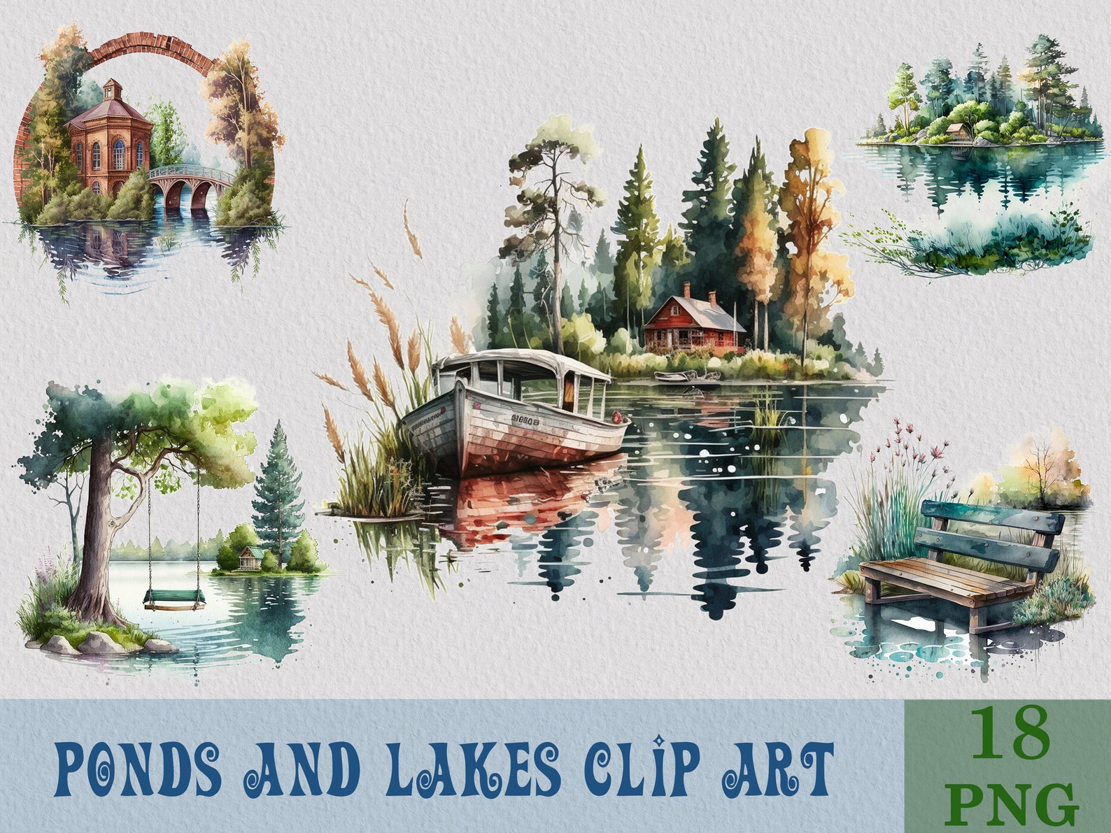 Lake and Pond Clipart Bundle, Lake Png, Lake Clipart, Sublimation PNG ...