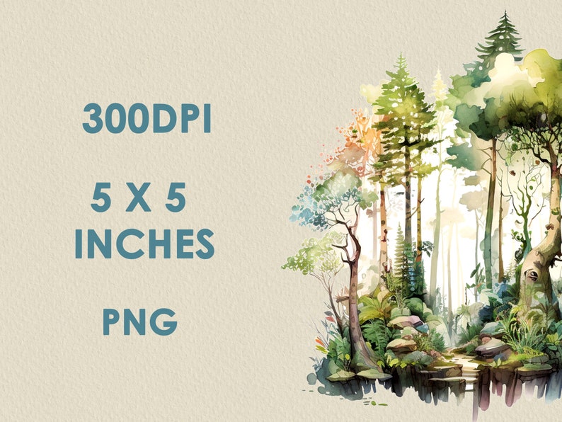 Forest Landscape Clipart Bundle Forest Clipart Misty - Etsy