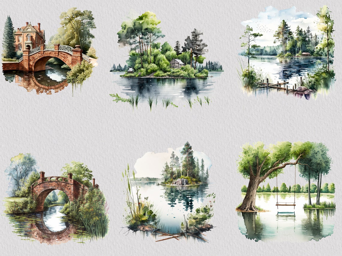 Lake and Pond Clipart Bundle, Lake Png, Lake Clipart, Sublimation PNG ...
