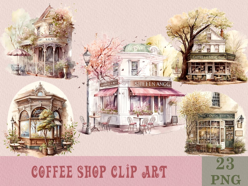 Coffee Shop Clipart Bundle, Coffee Shop Watercolor Png, Coffee Clipart ...