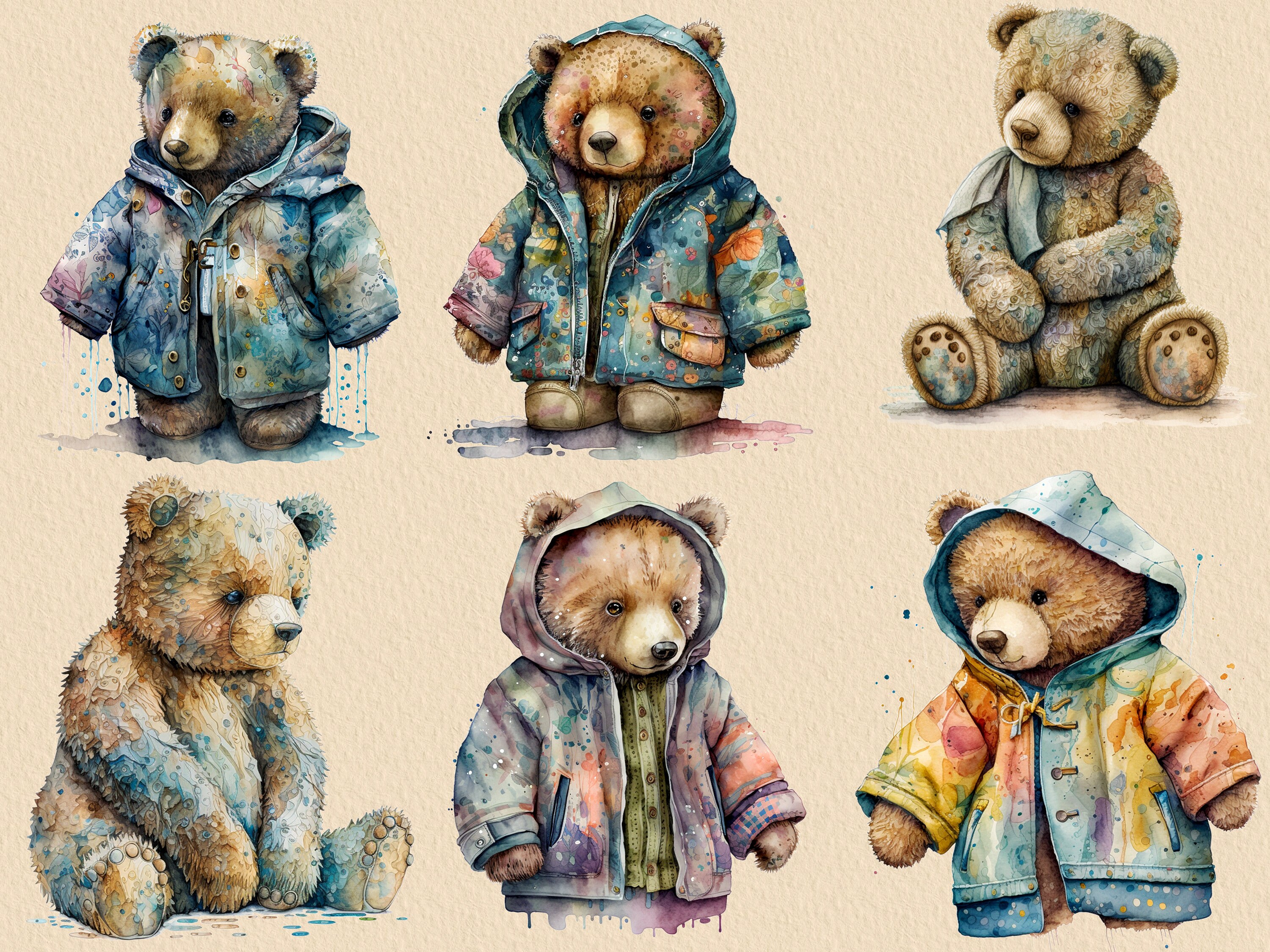 Cute Bears Clipart Bundle, Bear Illustration Clipart, Bear Clipart ...