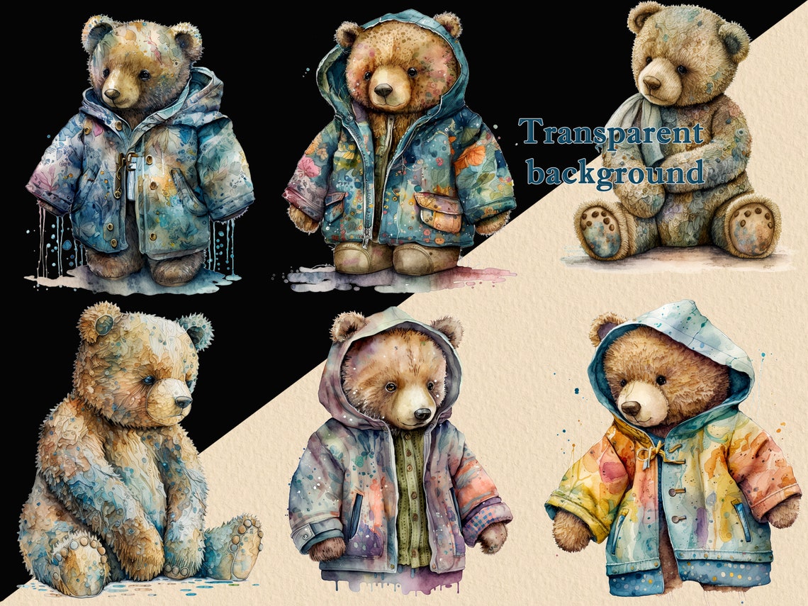Cute Bears Clipart Bundle, Bear Illustration Clipart, Bear Clipart ...