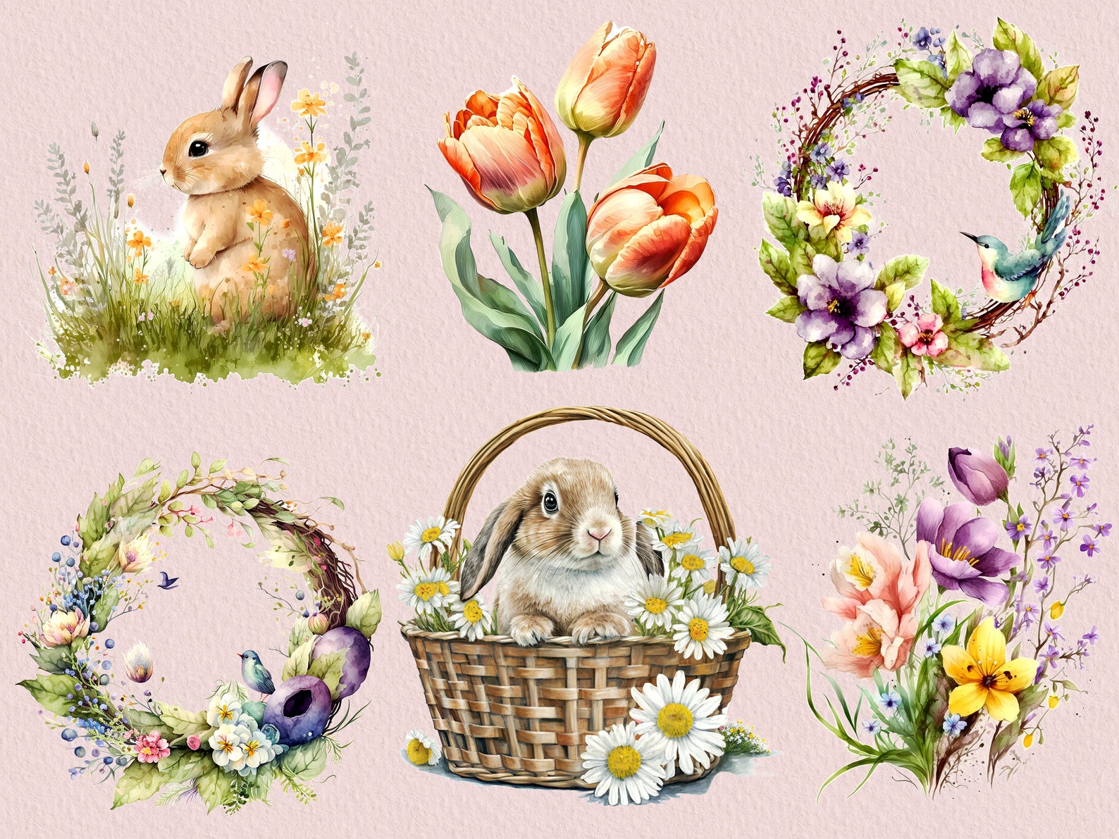 Easter Clipart Bundle, Easter Bunny Clipart, Bunny Clipart, Sublimation ...