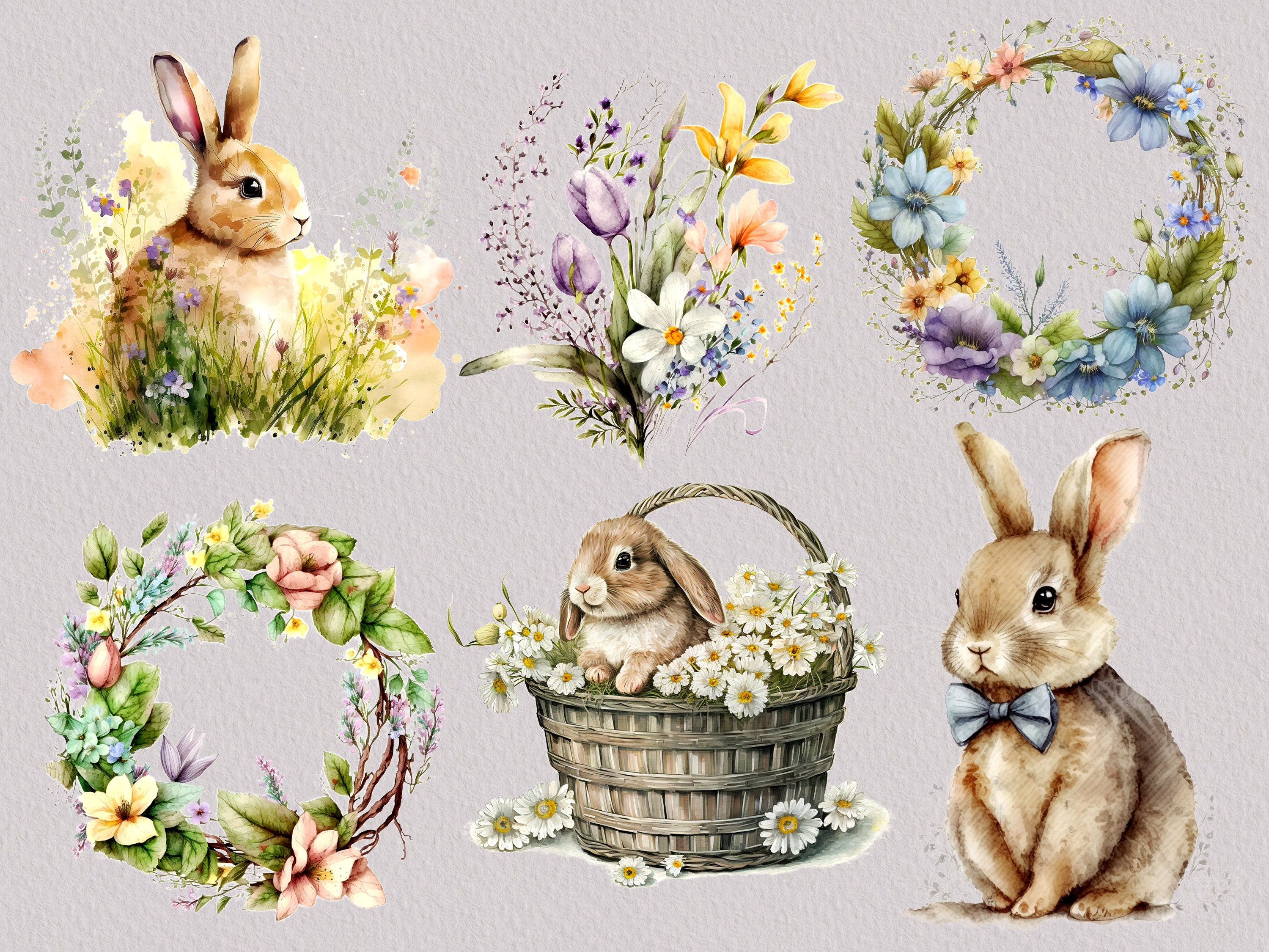 Easter Time Clipart Bundle, Easter Bunny Clipart, Bunny Clipart, Easter ...