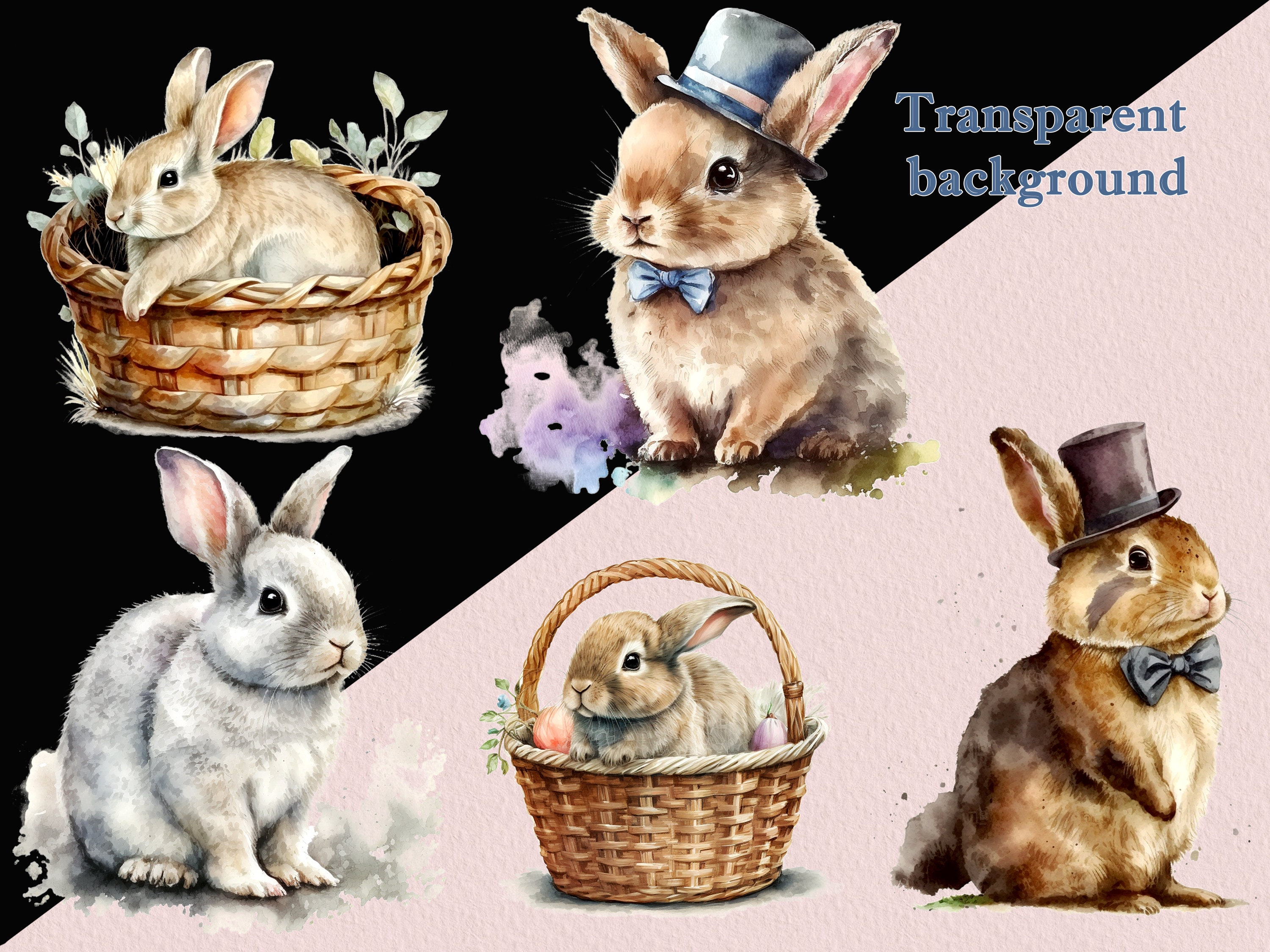 Easter Clipart Bundle, Easter Bunny Clipart, Bunny Clipart, Sublimation ...