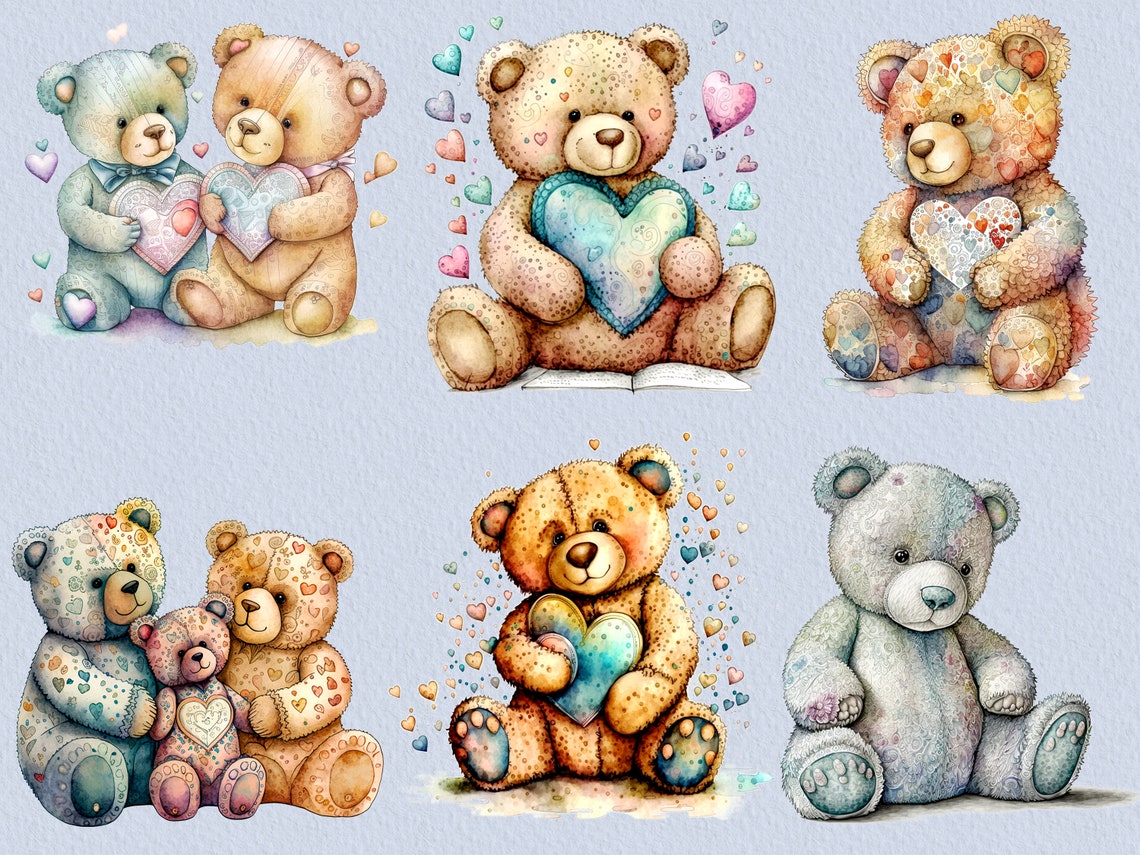 Cute Bears Clipart Bundle, Bear Illustration Clipart, Bear Clipart ...