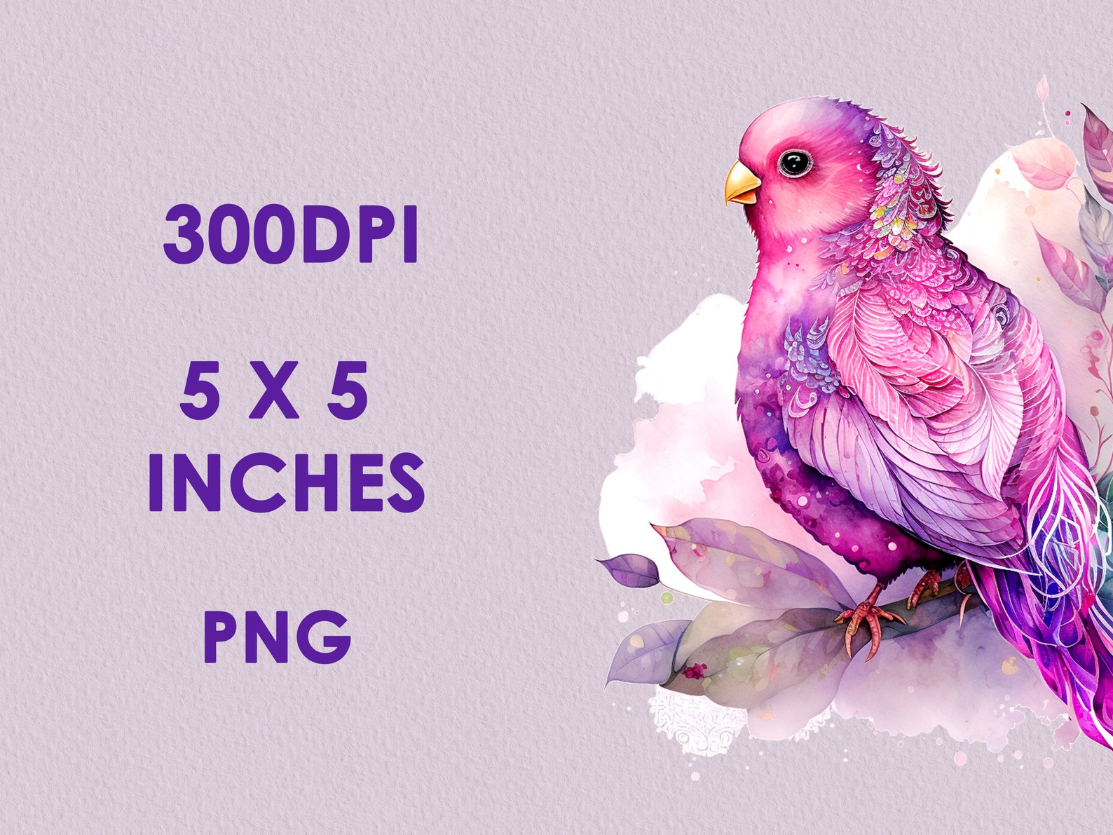 Beautiful Bird Clip Art Bundle, Purple Bird Clipart, Bird Png, Love ...