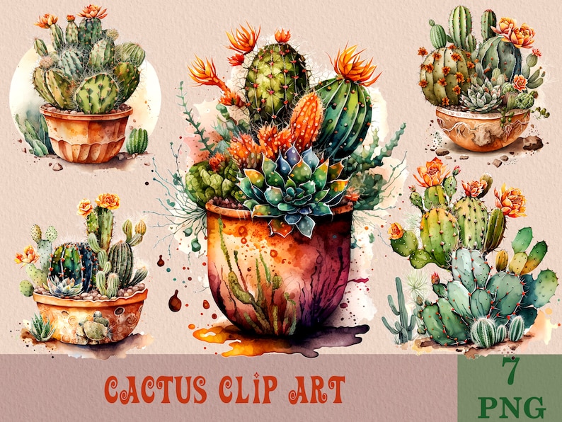 Cactus Plant Clip Art PNG, Sublimation PNG Printable, Cactus Png, PNG ...