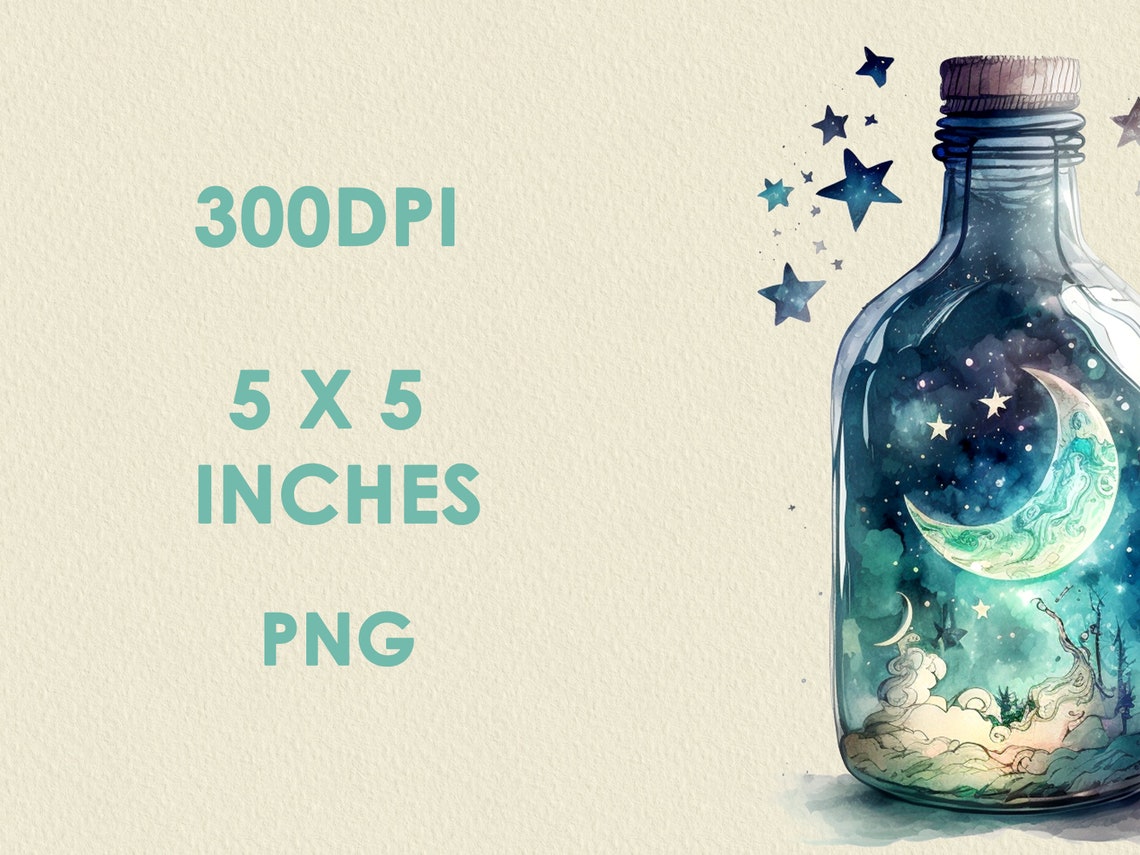 Fantasy Magical Bottles Clipart Bundle, Story Bottles Png, Bottle ...