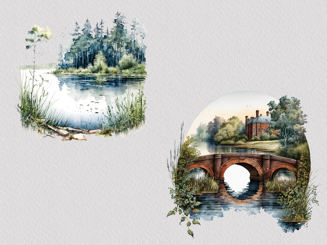 Lake and Pond Clipart Bundle, Lake Png, Lake Clipart, Sublimation PNG ...