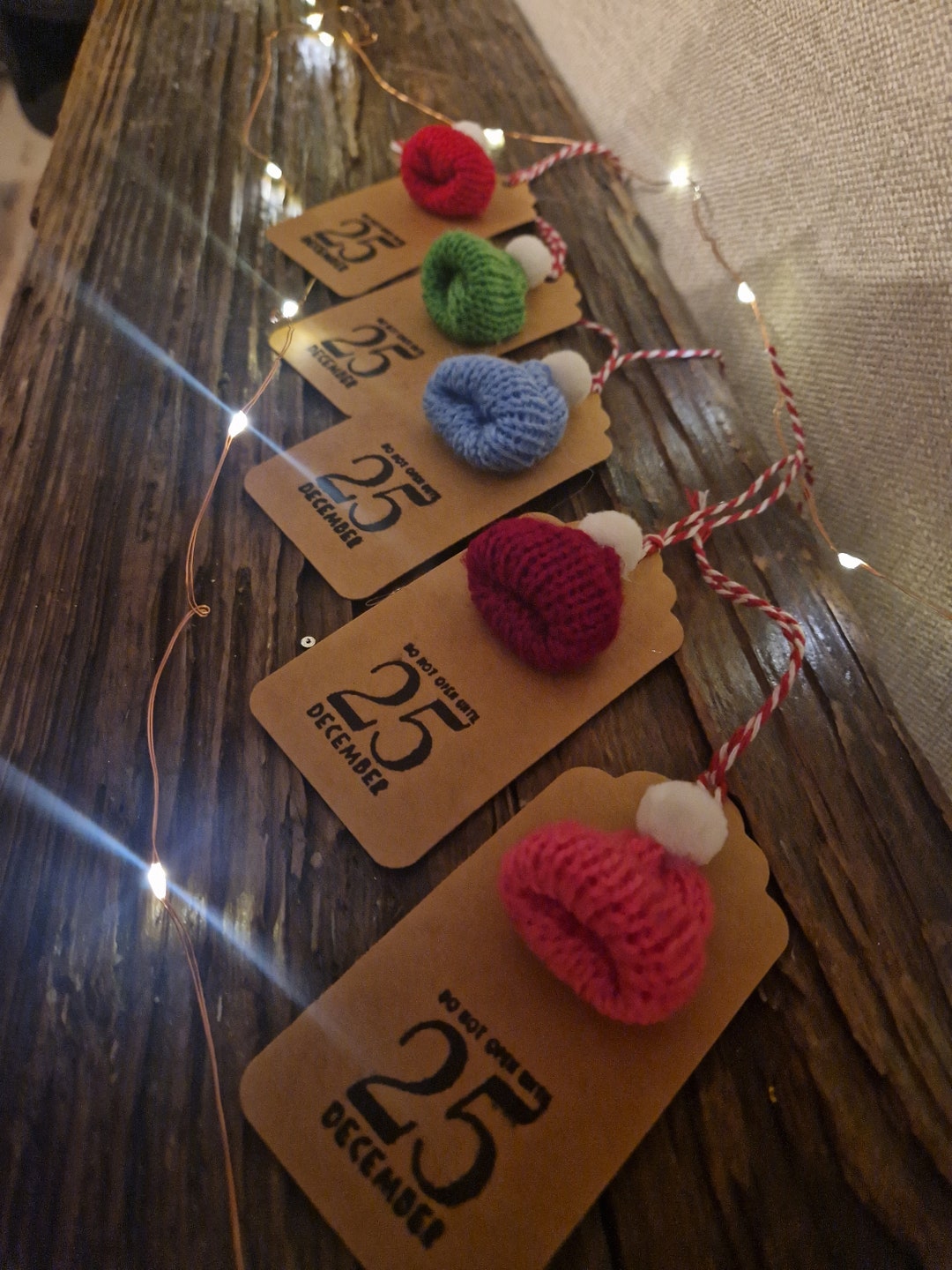 Christmas Festive Holiday Gift Tags With Knitted Bobble Hats - Etsy