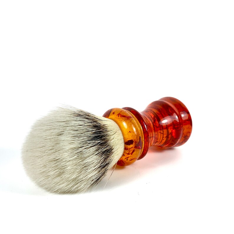 Handmade 26mm Orange Resin Shaving Brush Handle Unique Gift for Him Wet ...