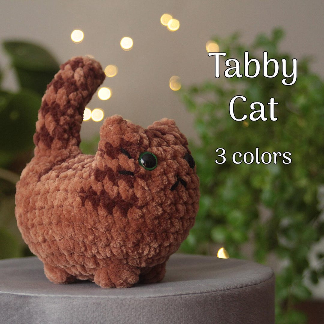 Crochet Tabby Cat Chubby Chonky Kitten Plush Soft Cute Cat Toy ...
