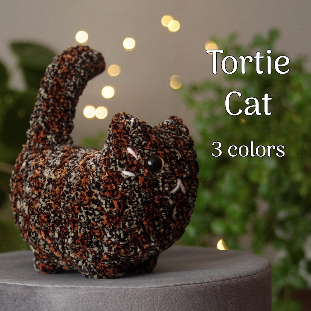 Crochet Tortie Cat Amigurumi Kitty Plushie Handmade Stuffed Animal Gift ...