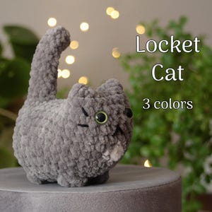 Crochet Locket Cat Plush Toy Amigurumi Kitty Plushie Chubby Chonky Soft ...