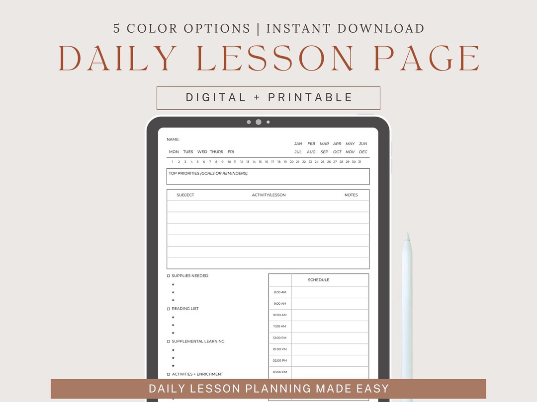 Daily Homeschool Lesson Planner for Moms – Printable and Goodnotes PDF ...