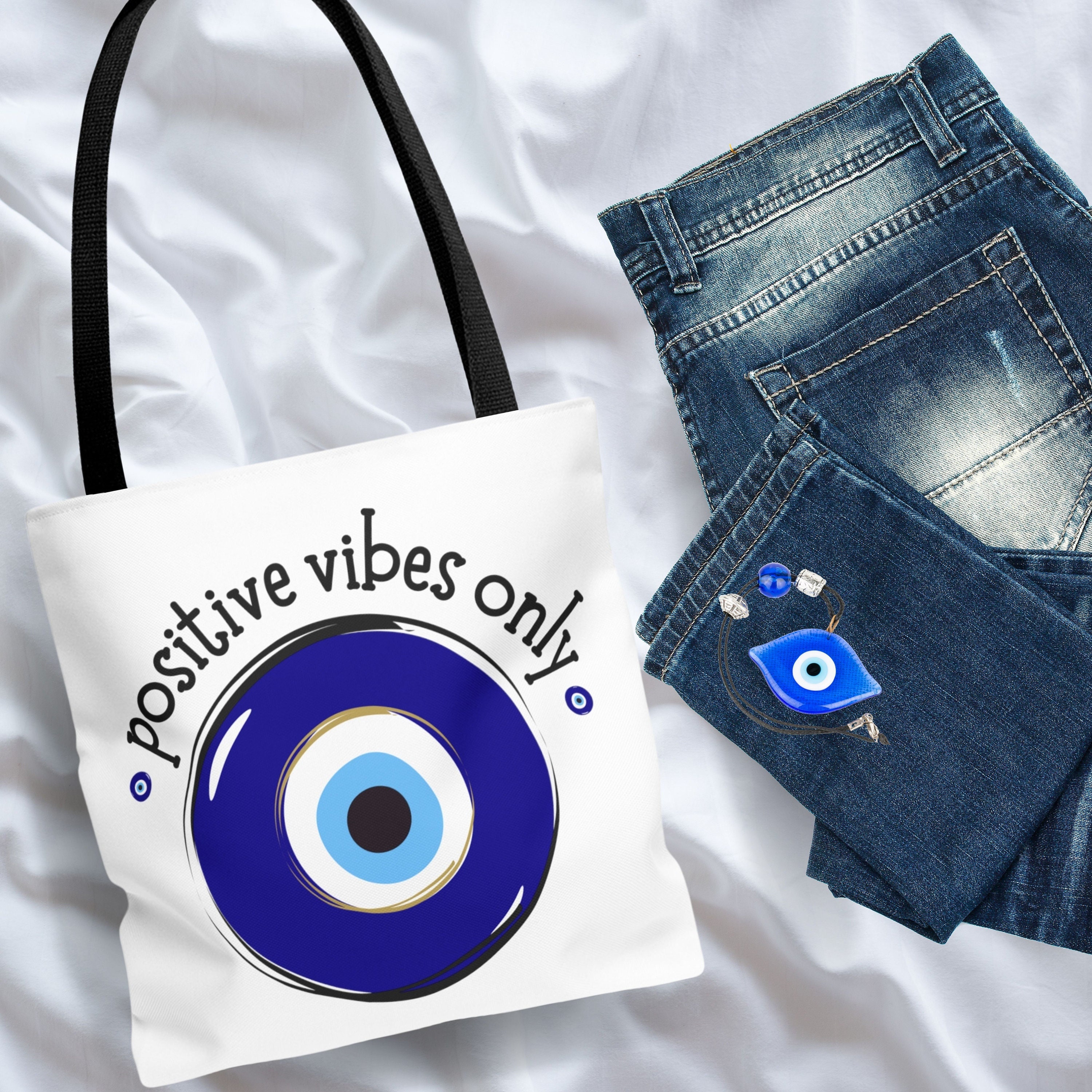 Positive Vibes Only Bag Positive Tote Bag Gift for Her Tote Evil Eye ...