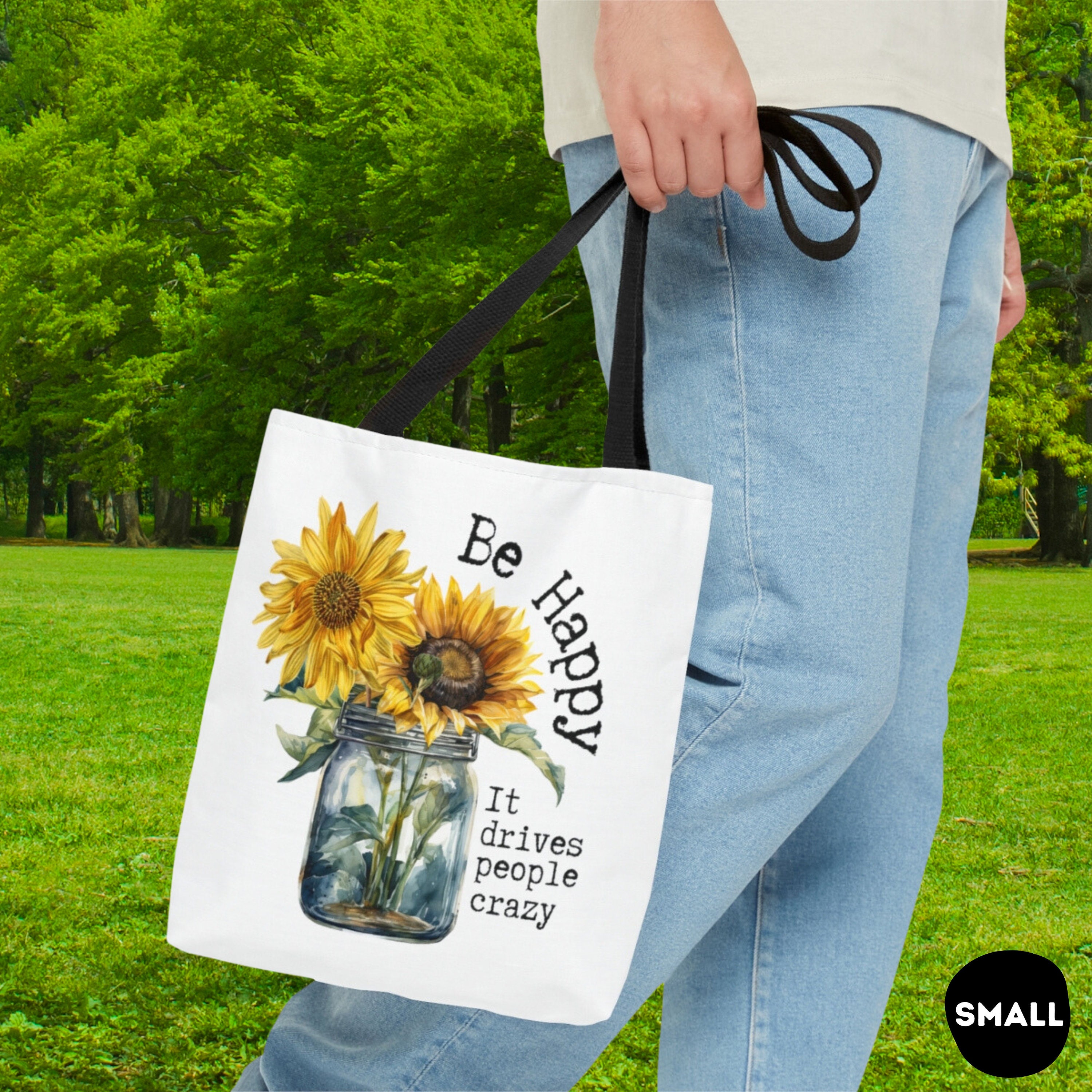 Be Happy Tote Bag Gift for Her Sunflower Lover Tote Gift for Mom Cute ...