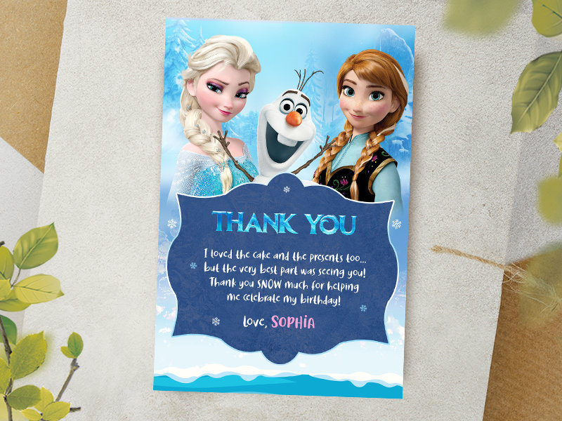 Frozen Digital Thank You Card / Frozen Party Card / Frozen Favor Card ...