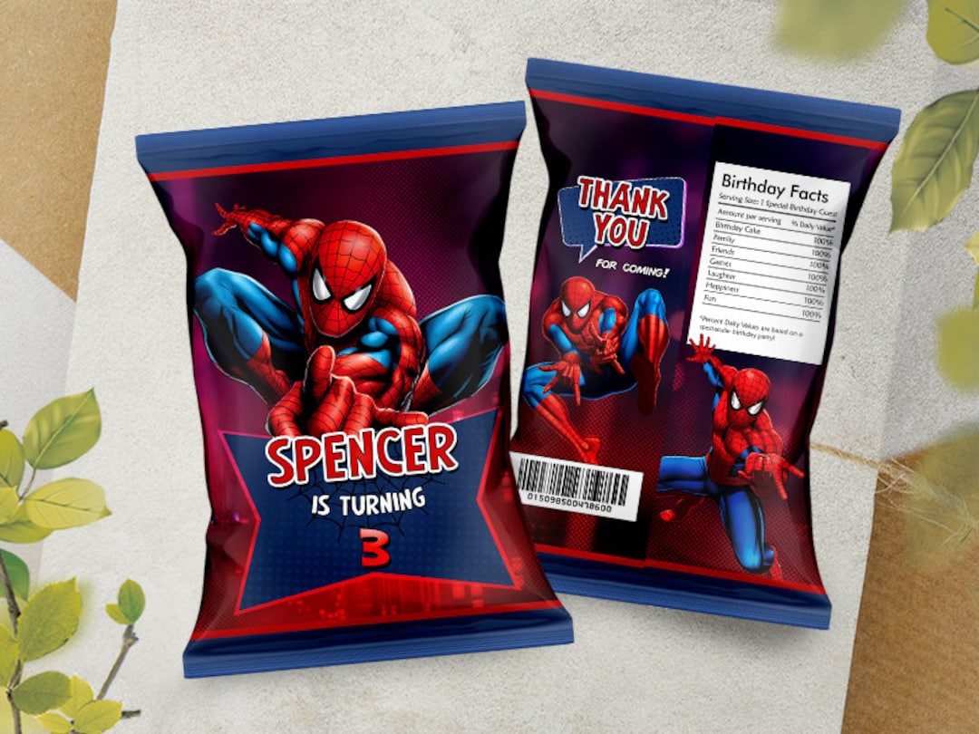 Spiderman Chip Bag / Spiderman Party Bag / Spiderman Favor Bag ...