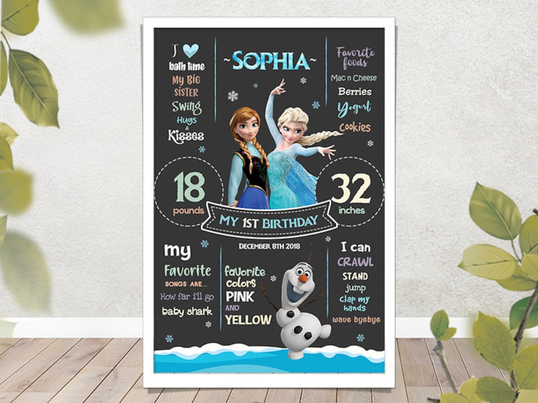 Frozen Chalkboard / Frozen Milestone Board / Elsa Birthday Chalkboard ...