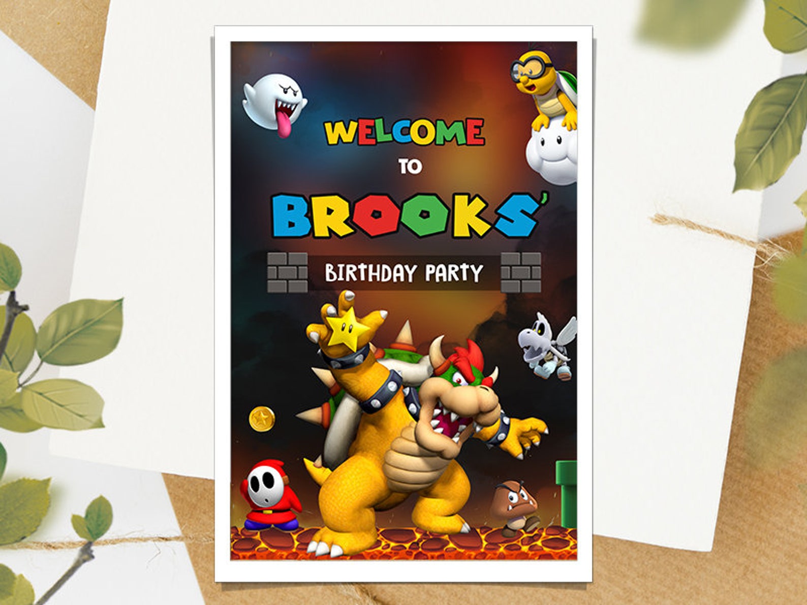 Bowser Welcome Sign Board / Mario Sign Board / Bowser Birthday Poster ...