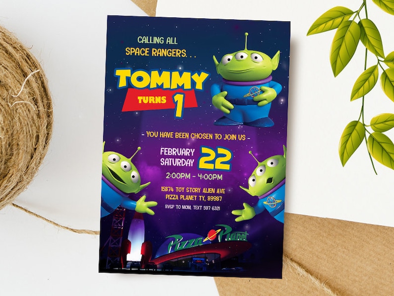 Toy Story Aliens Digital Invitation / Aliens Party Invite / Pizza ...