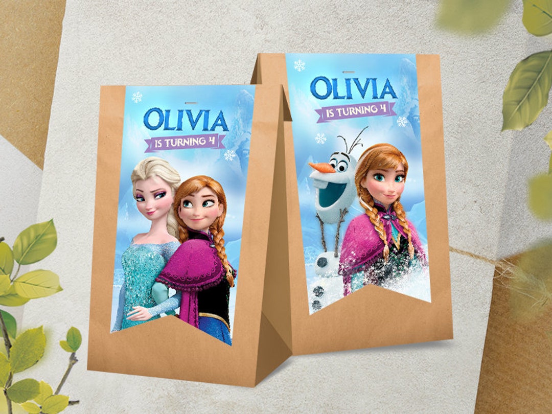 Frozen Party Bag Sticker / Frozen Loot Bag / Elsa Birthday Bag / Anna ...