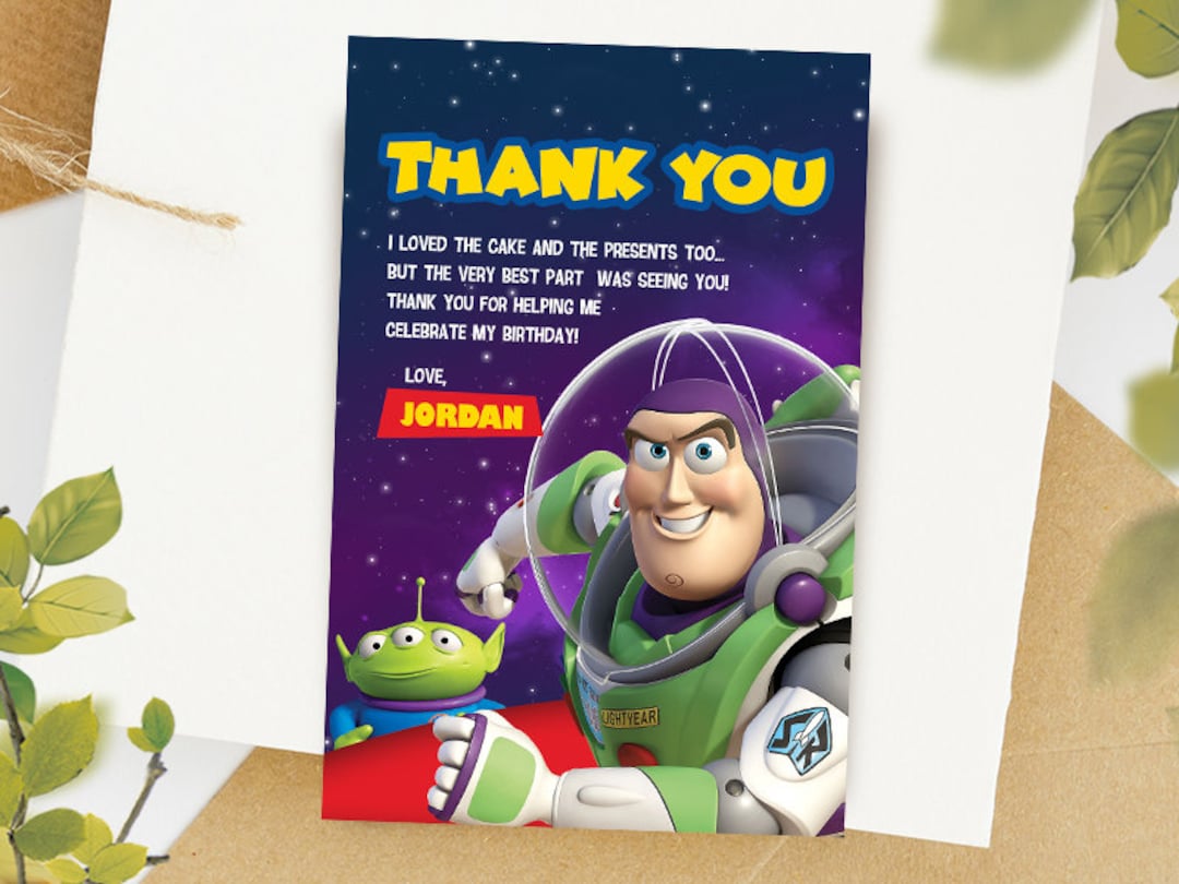 Buzz Lightyear Digital Thank You Card / Toy Story Party Card / Buzz ...