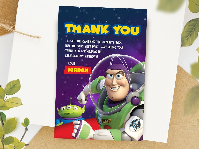 Buzz Lightyear Digital Thank You Card / Toy Story Party Card / Buzz ...