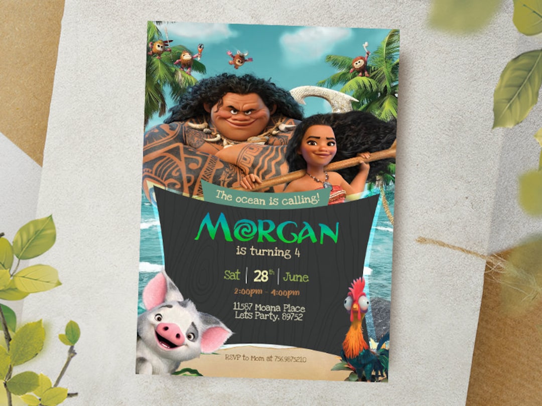 Moana Digital Invitation / Moana Party Invite / Moana Birthday Card ...