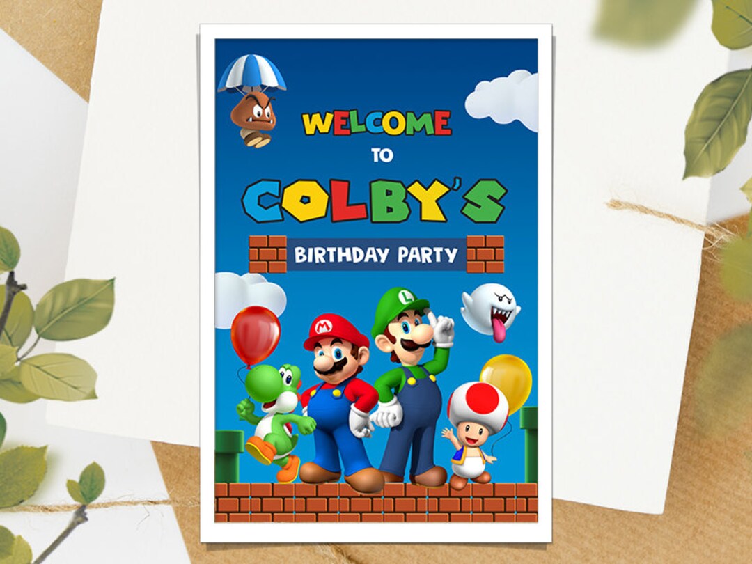 Mario Welcome Sign Board / Super Mario Sign Board / Luigi Birthday ...