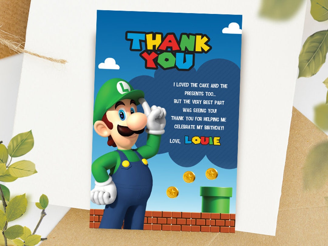 Luigi Digital Thank You Card / Luigi Party Card / Luigi Favor Card ...