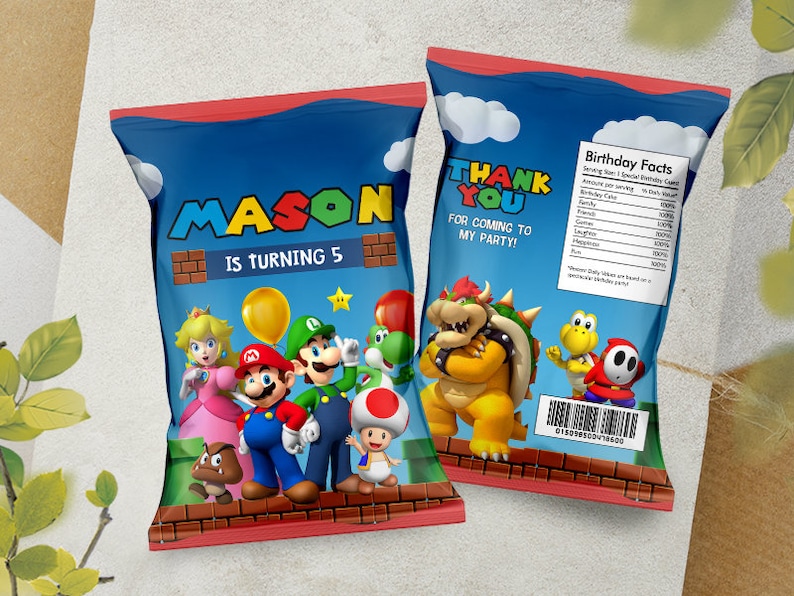 Mario Chip Bag / Mario & Luigi Party Bag / Super Mario Favor Bag ...