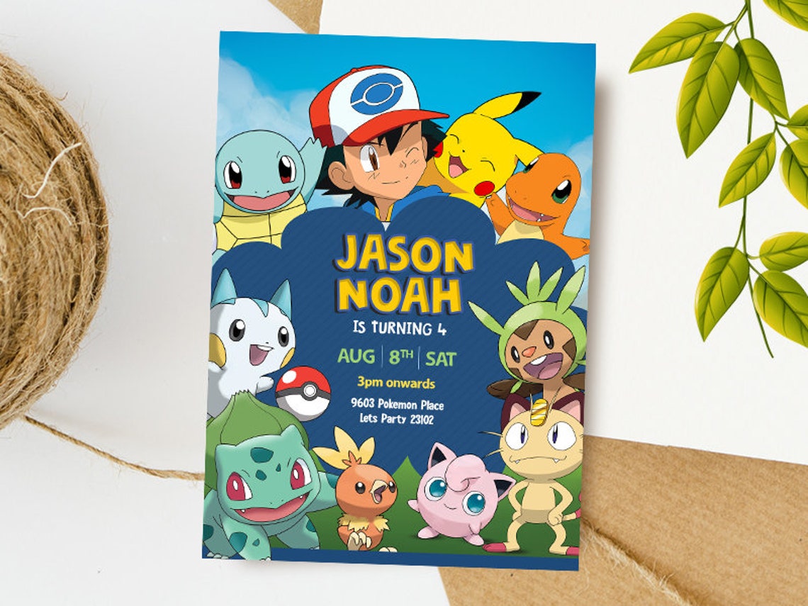 Pokemon Digital Invitation / Pokemon Party Invite / Boy - Etsy