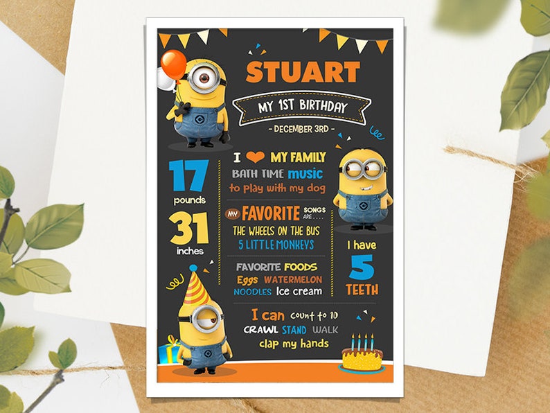 Minions Chalkboard / Minions Milestone Board / Minions Birthday ...