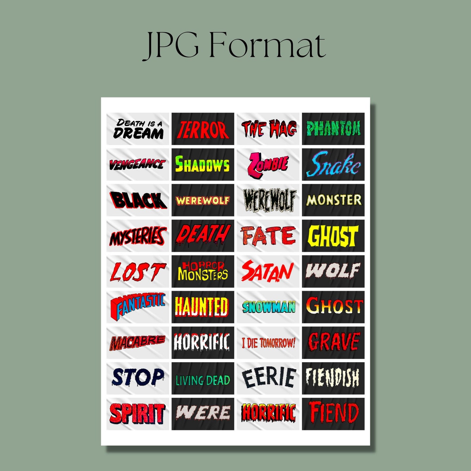 70 Vintage Horror Comic Word Labels • Scary Words & Sounds • Retro ...