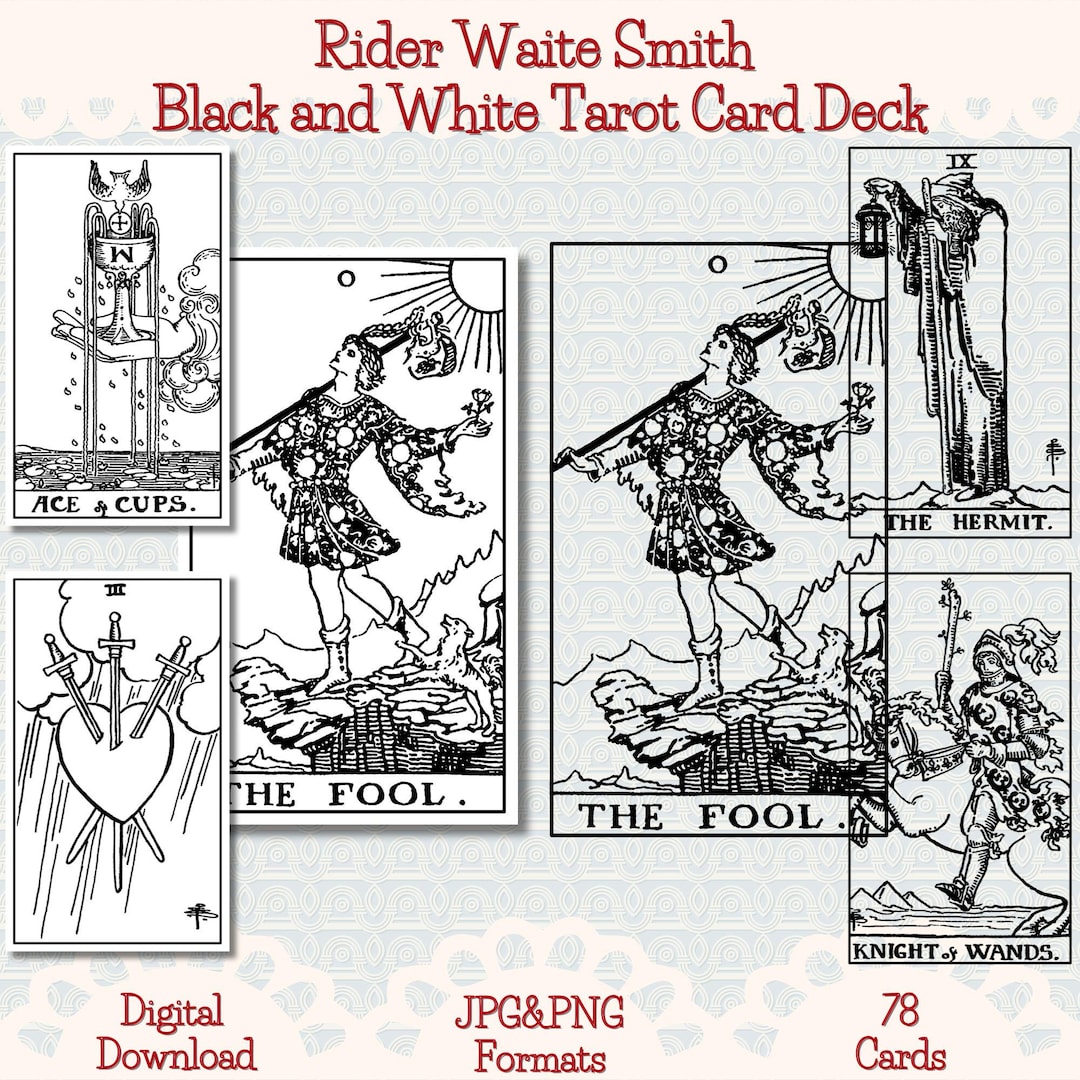 Black and White Rider Waite Tarot Deck • Transparent PNG Clipart ...