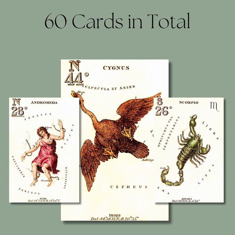 Vintage 'astronomical' Playing Cards, Complete 60 Card Deck, Astronomy ...