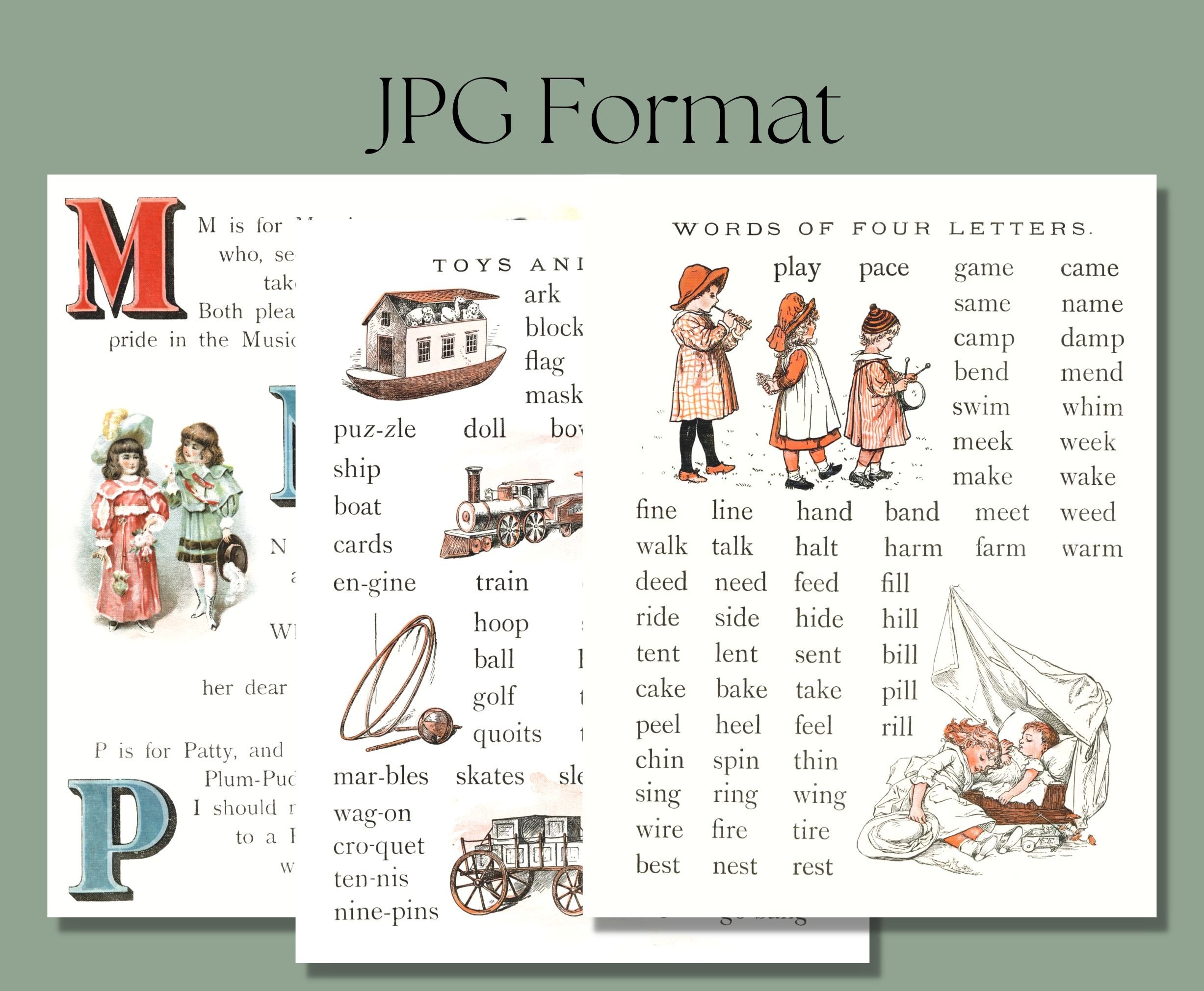 Printable play and Learn ABC Book Illustrations, Vintage Alphabet ...