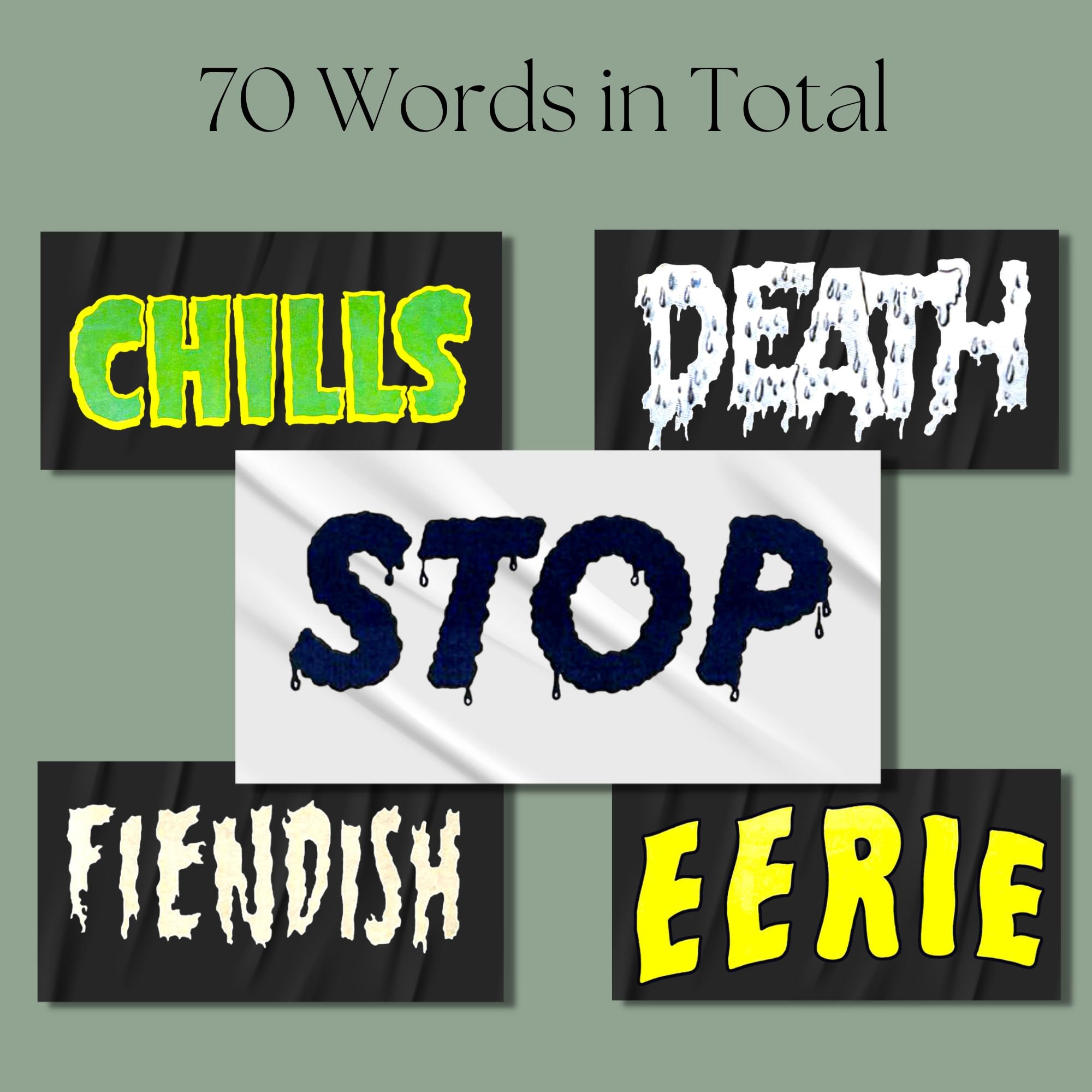 70 Vintage Horror Comic Word Labels • Scary Words & Sounds • Retro ...